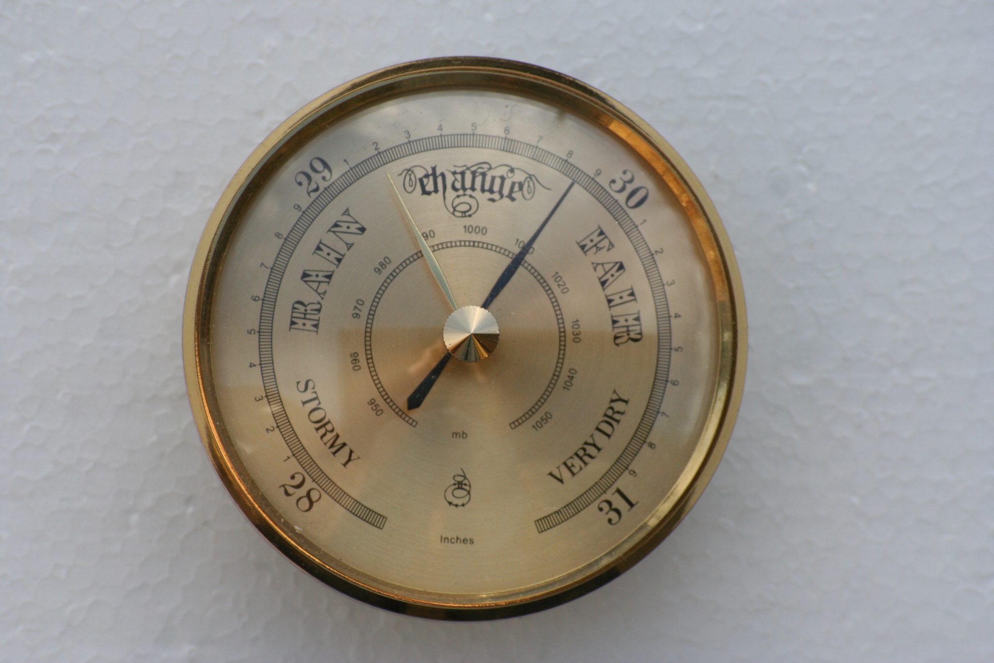Barometer Insert 100mm diameter available with Brass or White dial